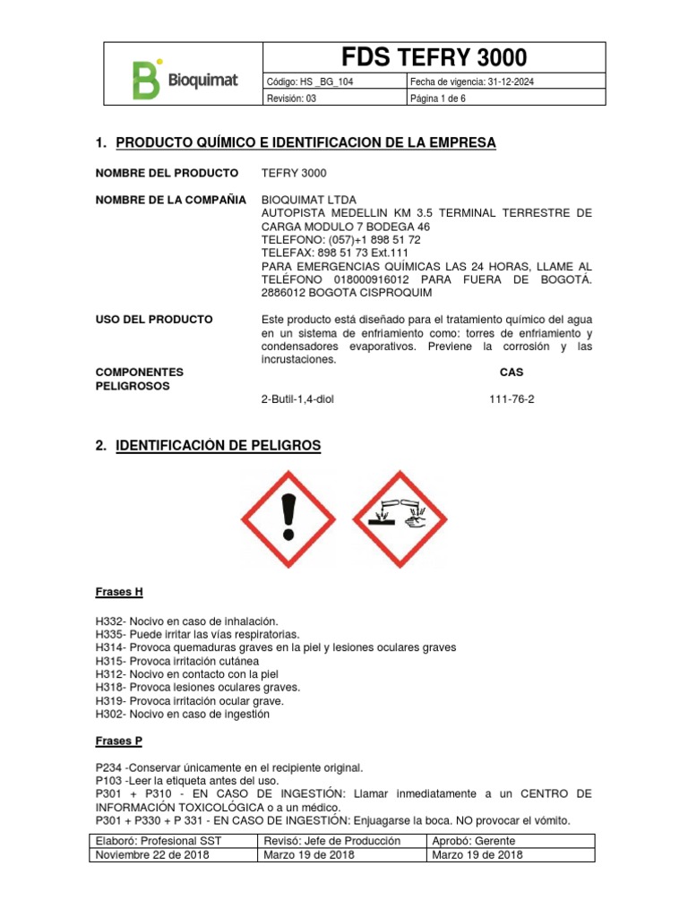 FDS Tefry 3000 Sga | PDF | Agua | Química