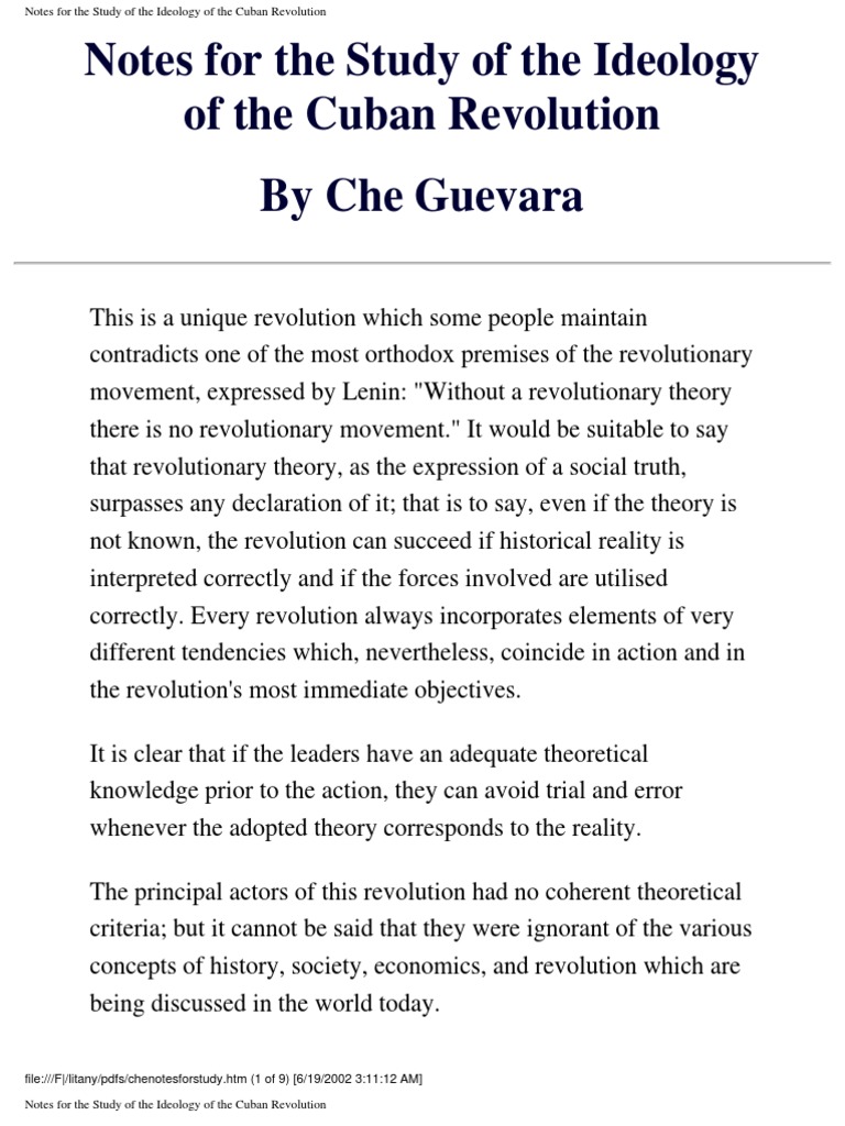 Che Guevara - Notes For Study | PDF