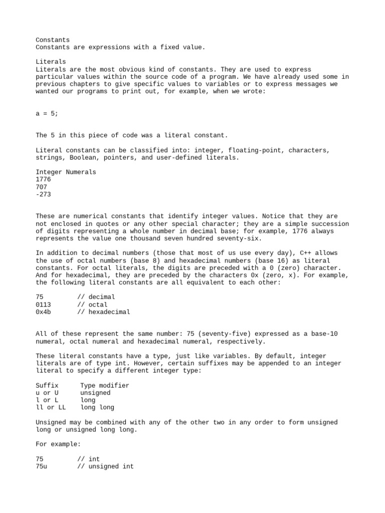 02 Constants | PDF | String (Computer Science) | Data Type