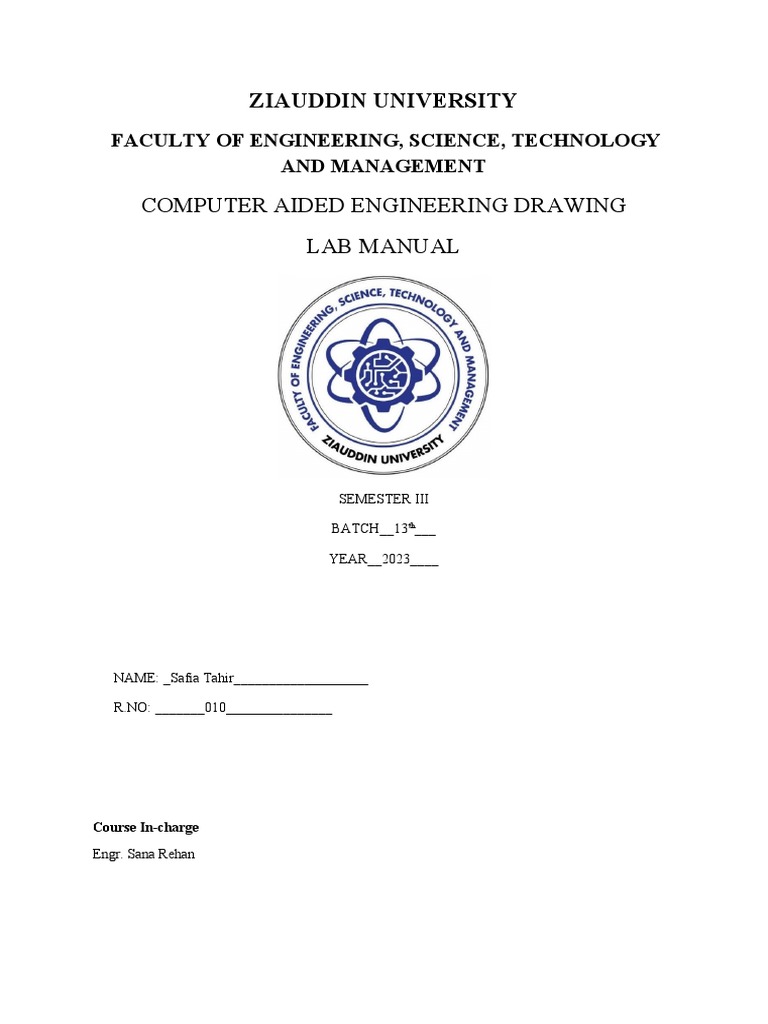 CAED Lab Manual Safia Tahir | PDF | Experiment | Circle