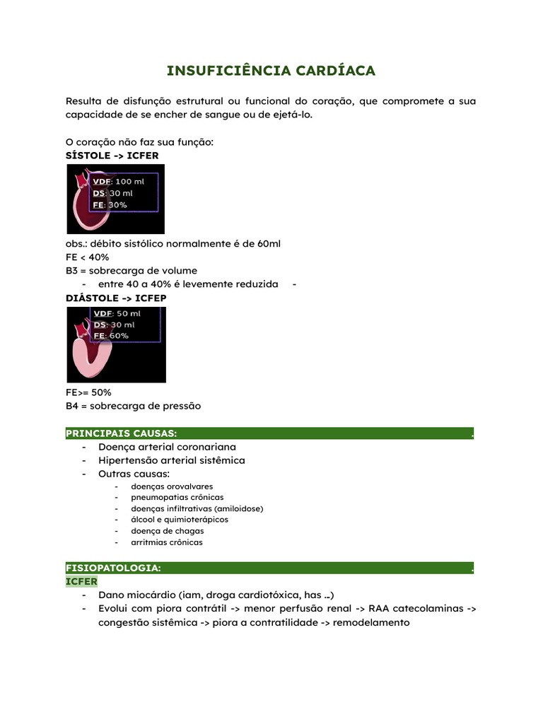 Insuficiência Cardíaca: Sístole - Icfer | PDF | Coração | Infarto do ...