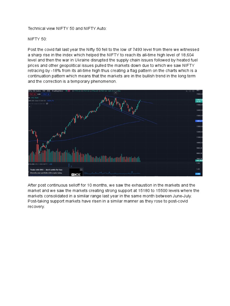 Technical View NIFTY 50 and NIFTY Auto | PDF | Market Trend | Stock Market Index