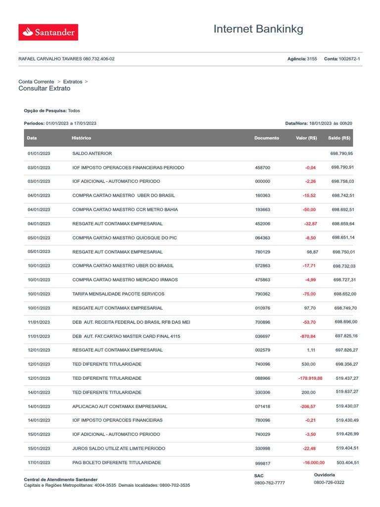 Internet Bankinkg: Consultar Extrato | PDF | Conta de transação | Setor ...
