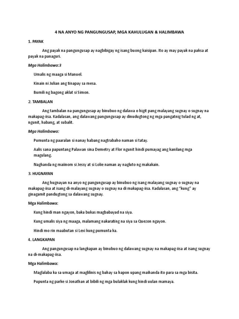 Anyo NG Pangungusap | PDF