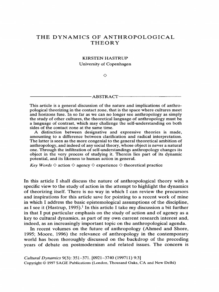Anthropological Theory Dynamics | PDF | Theory | Experience