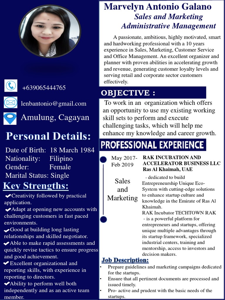 Marvelyn Resume Updated | PDF | Sales | Startup Company