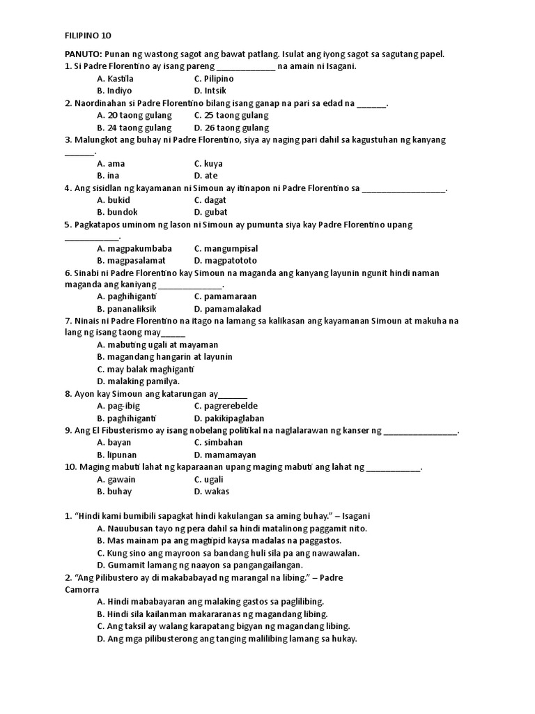 Filipino 10 - Reviewer | PDF