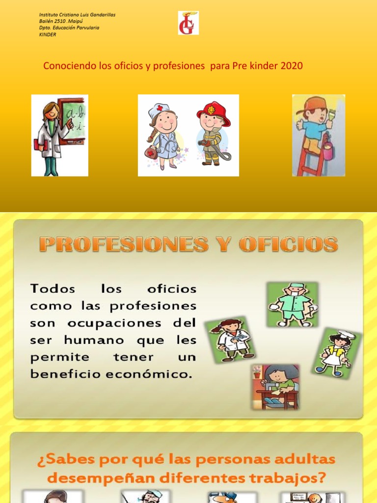 Conociendo Los Oficios y Profesiones para Pre Kinder 2020 | PDF