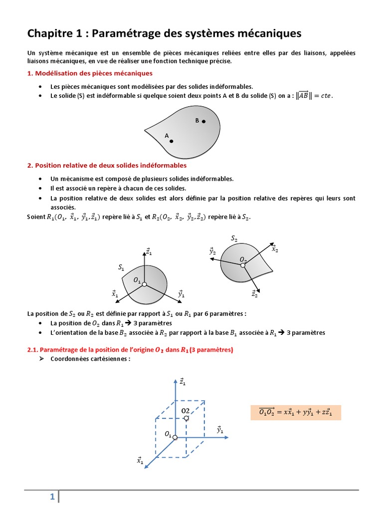 Parametrage Des Systemes Mecaniques | PDF | Mouvement de rotation | Euclide