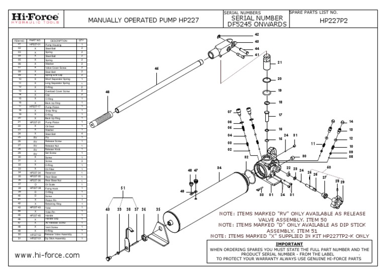 HP227 Spare Parts Sheet PDF313201603810 | PDF | Piston | Pump