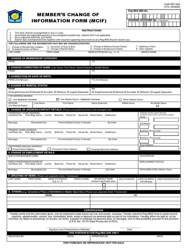 Members Change Informatio | PDF