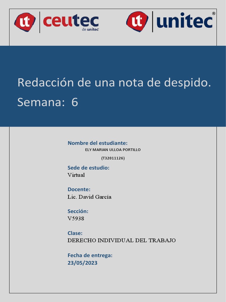 Redacción de Una Nota de Despido. | PDF | Honduras