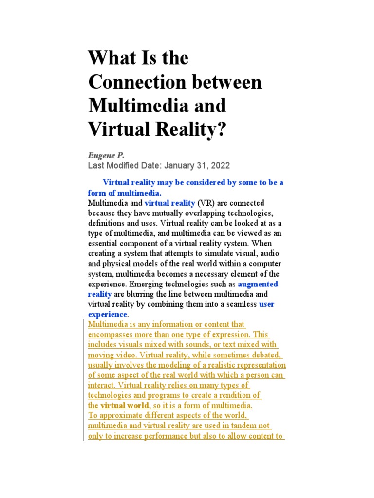 What Is The Connection Between Multimedia and Virtual Reality | PDF ...