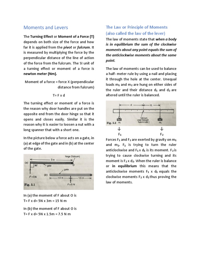 Moments and Levers | PDF