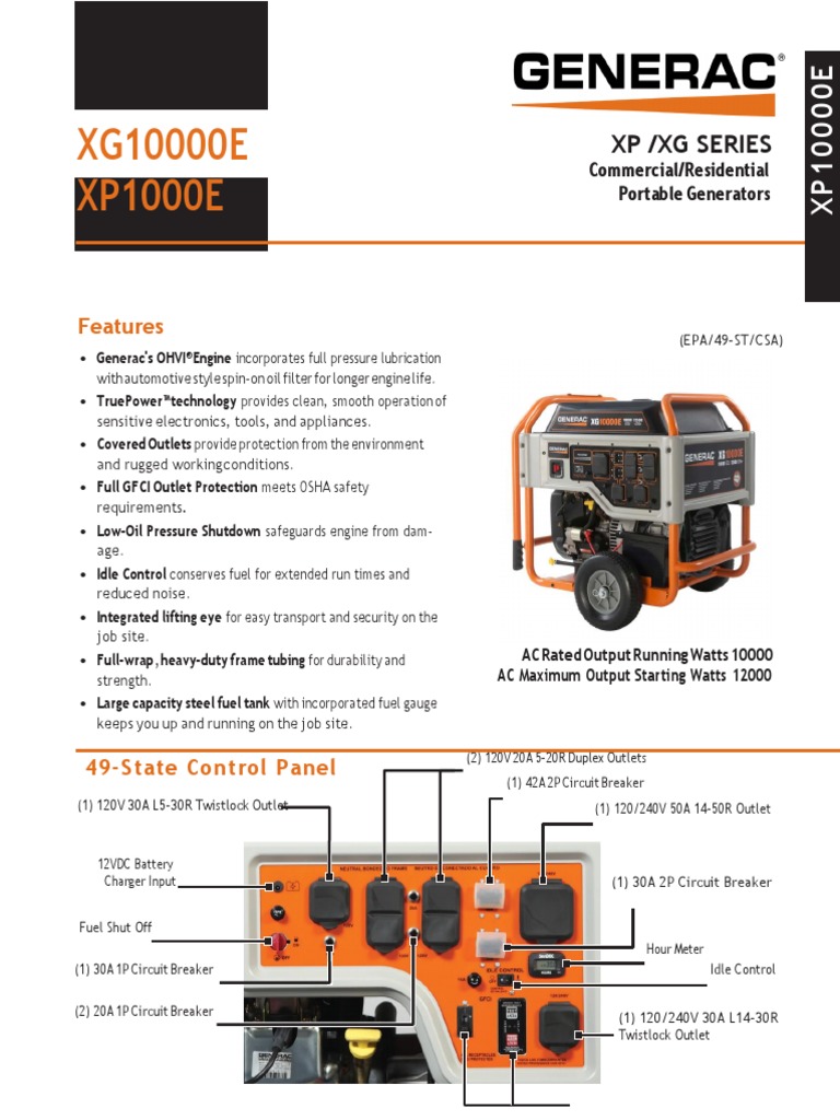Ficha Tecnica - Generador XG-XP10000 | PDF | Alternating Current | Engines