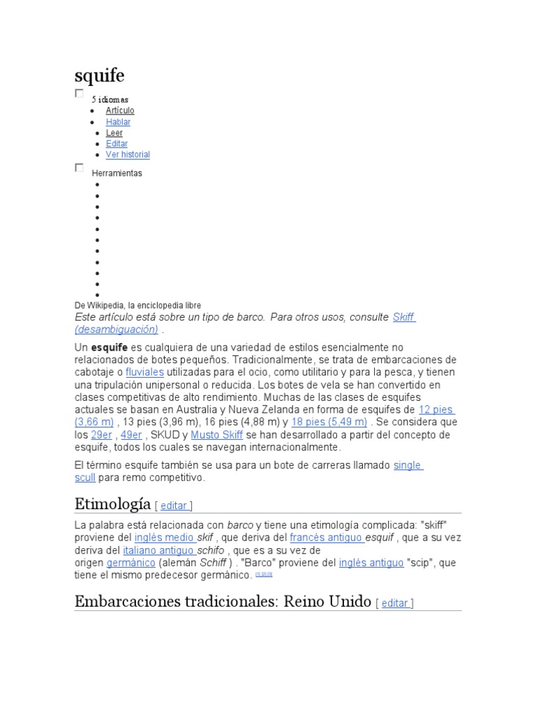Definición y usos del esquife | PDF | Barcos | Buques