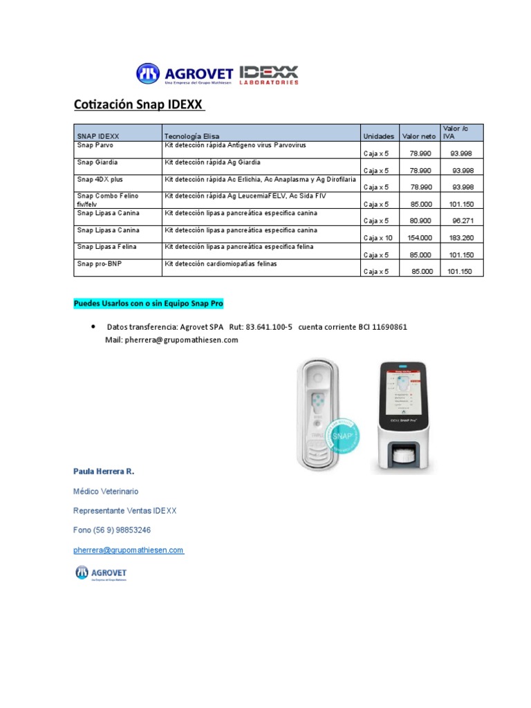 Cotizacion Snap IDEXX | PDF