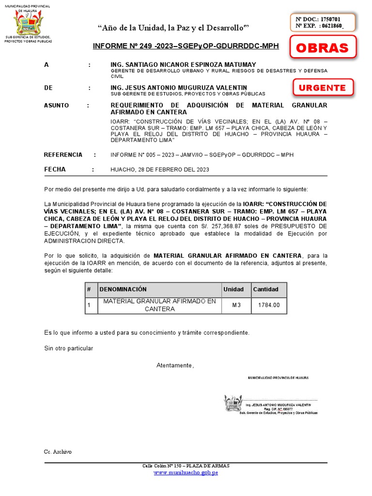 Requerimiento #249-2023-Bienes-Material Granular Afirmado en Cantera ...