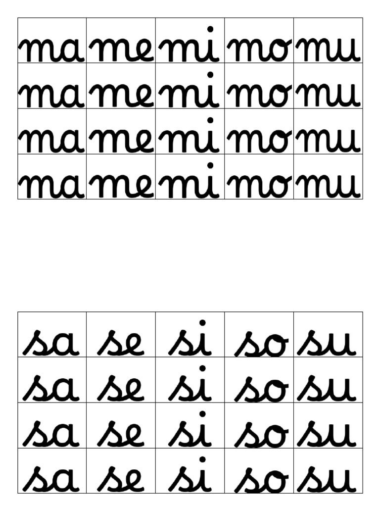 sílabas cursiva | PDF