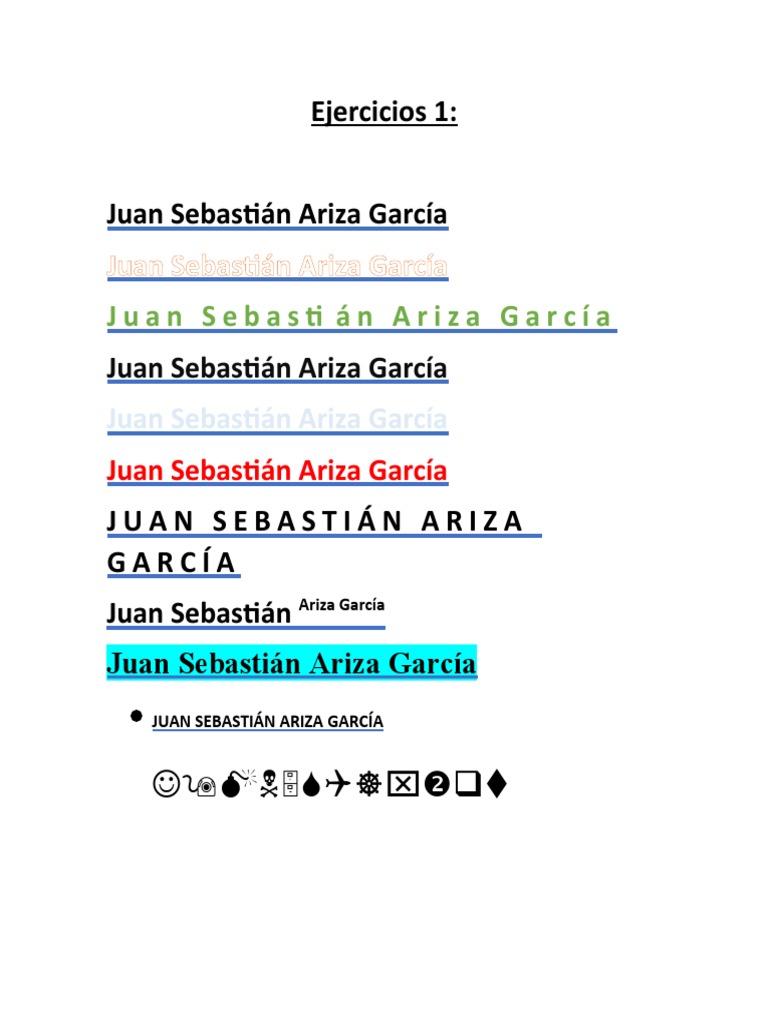 Ejercicios de Word Sebas | PDF