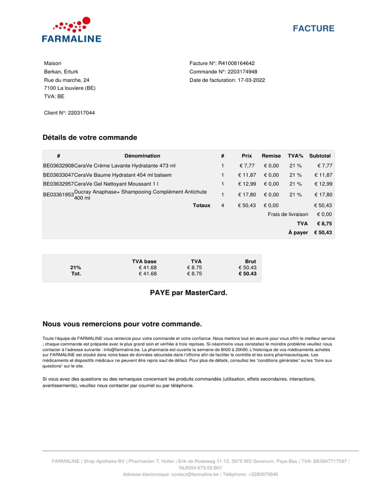Facture 2203174948 | PDF | Soins de santé | Médecine