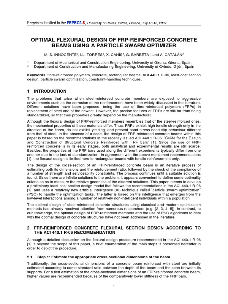 Optimal Flexural Design Of Frp Reinforced Concrete Pdf Strength Of Materials Fibre