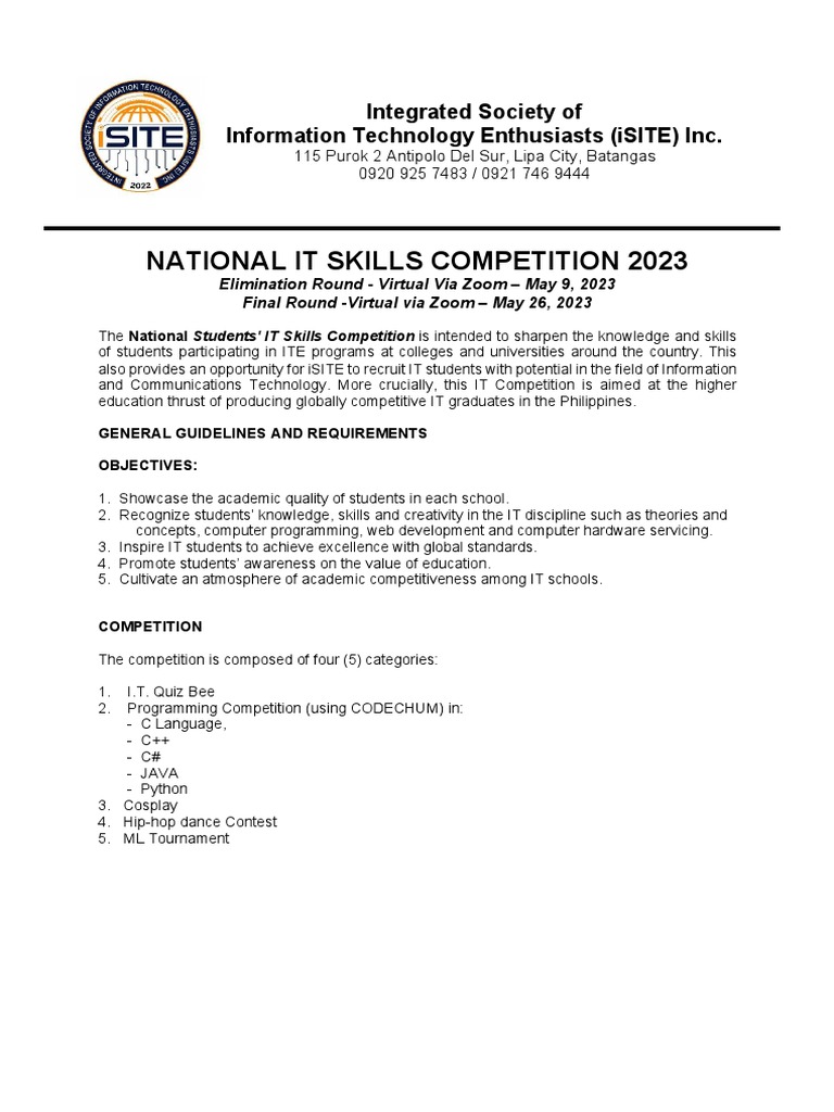 National IT Skills Competition 2023 | PDF