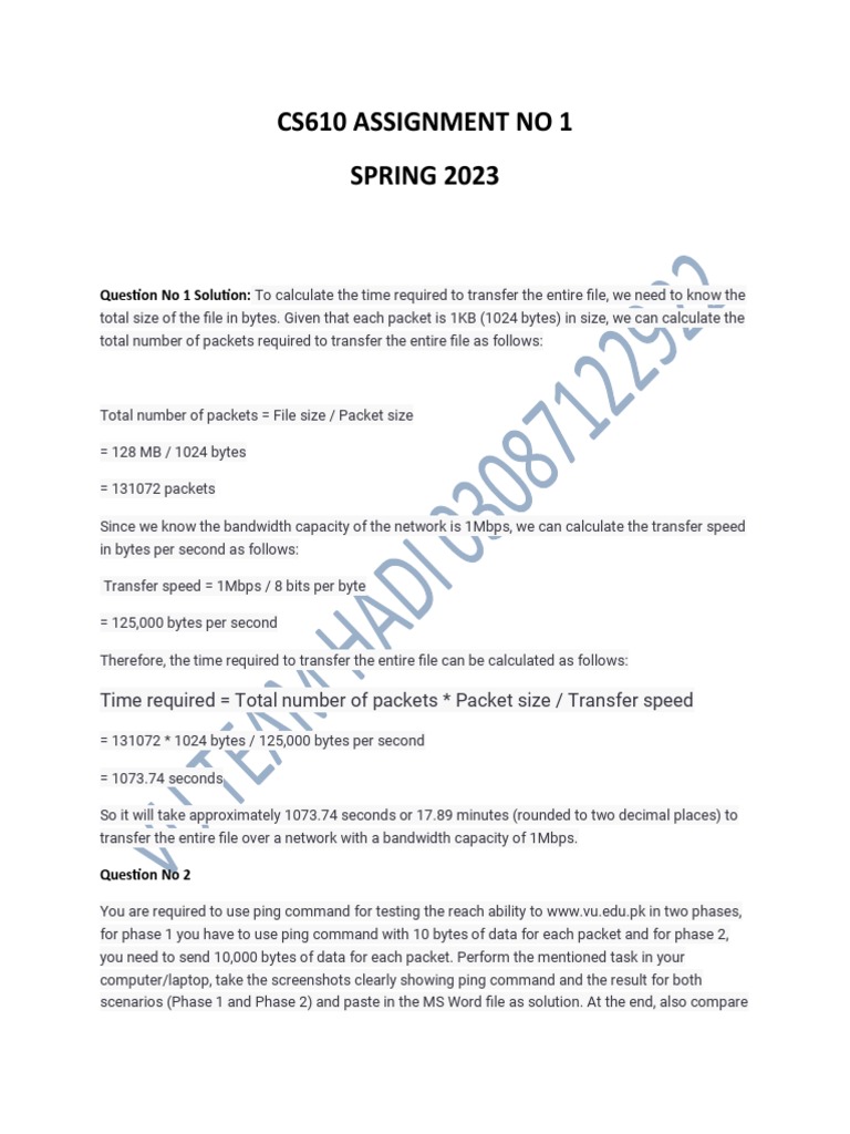 Cs610 Assignment No 1 Spring2023 | PDF
