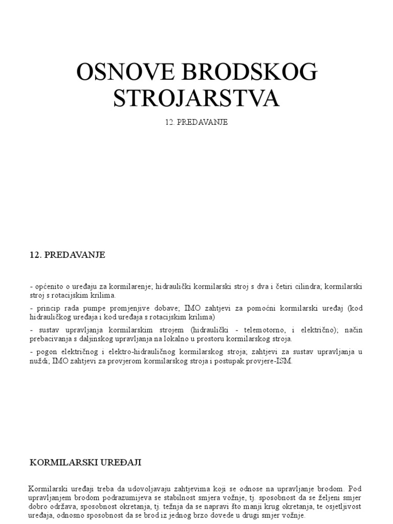 OSNOVE BRODSKOG STROJARSTVA 12. Predavanje | PDF