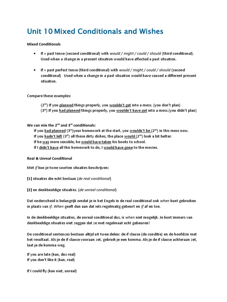 Unit 10 Mixed Conditionals and Wishes | PDF