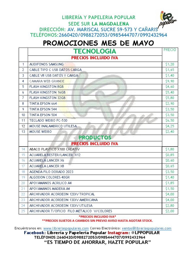 Ofertas (Mayo) | PDF | Grafito | Implementos de escritura