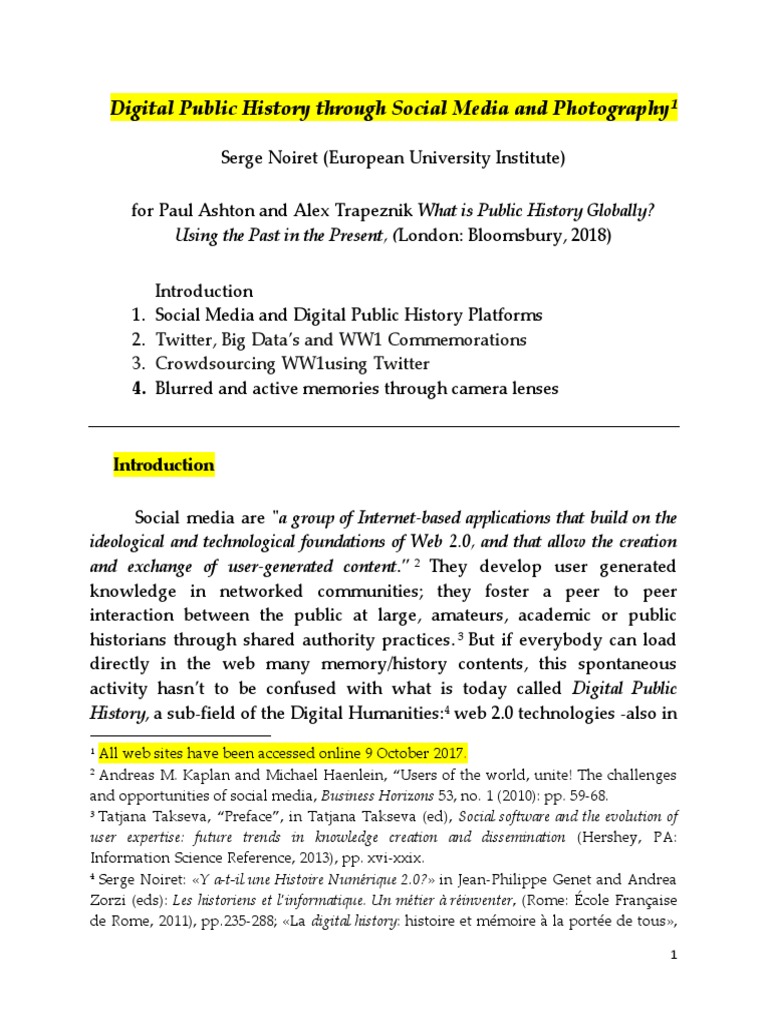 Digital Public History and Social Media | PDF | Social Media | Popular ...