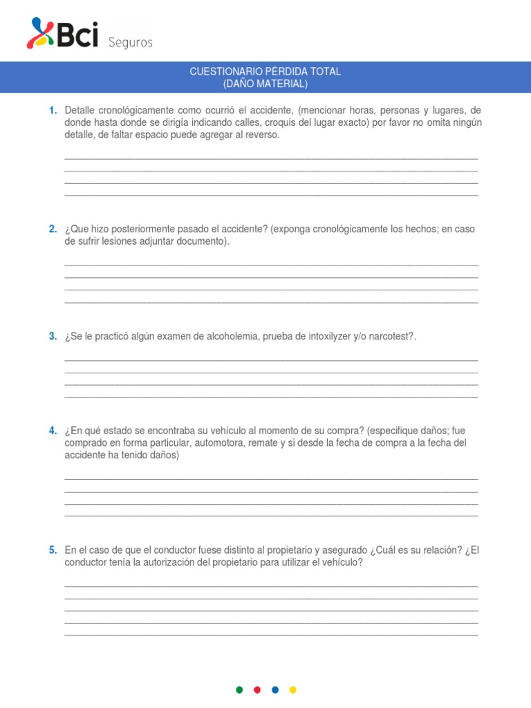 Cuestionario Daño Material 2021 - BCI | PDF