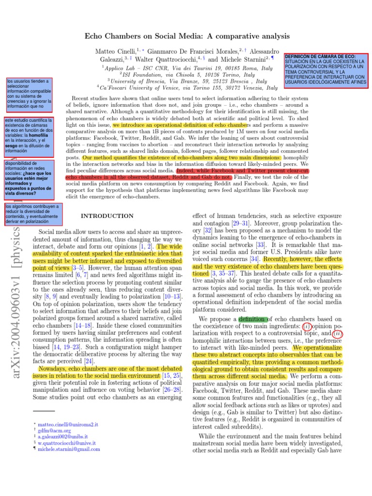 Analyzing Echo Chambers on Social Media | PDF | Social Media | Popular ...