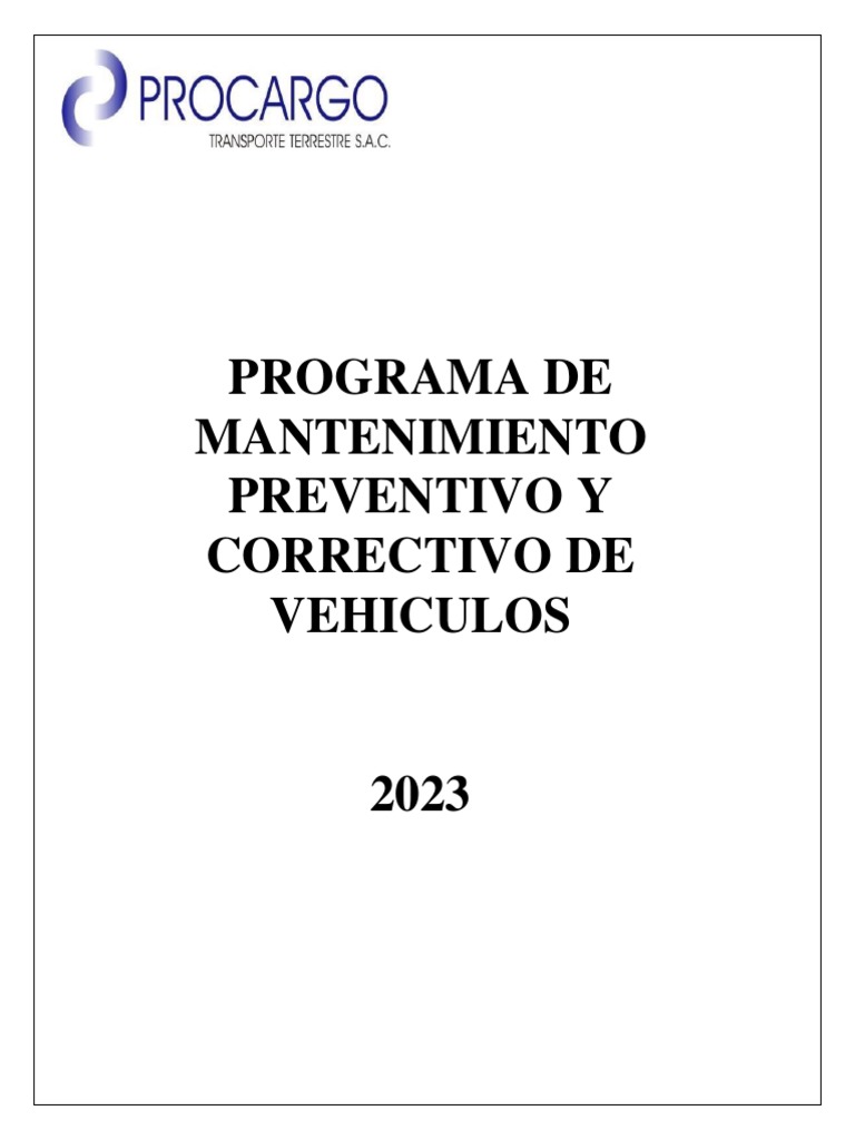 Programa de Mantenimiento Vehicular 2023 | PDF | Tecnologías ...