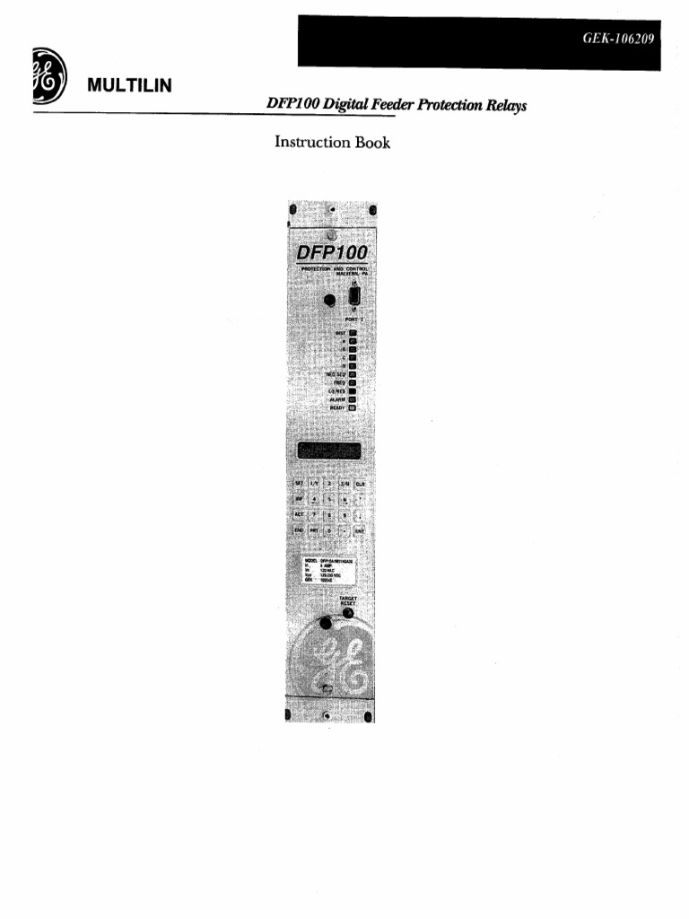 Fdocuments - in - dfp100 Digital Feeder Protection Relay Title dfp100 ...