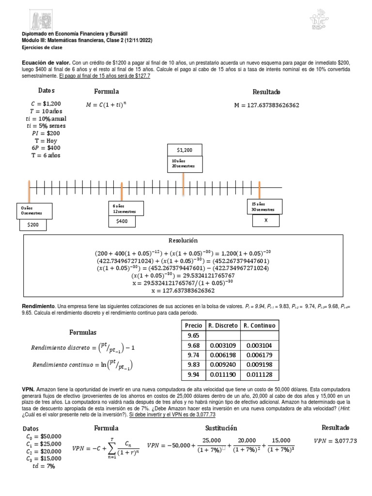 M3.S2. - Ejercicio de Clase 2 | PDF | Finanzas y dinero