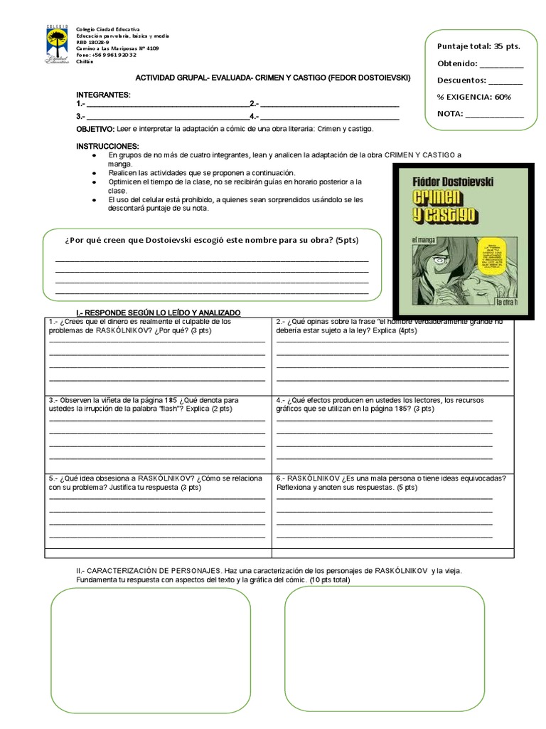 Guía Crimen y Castigo Cuarto Medio | PDF | Crimen y castigo