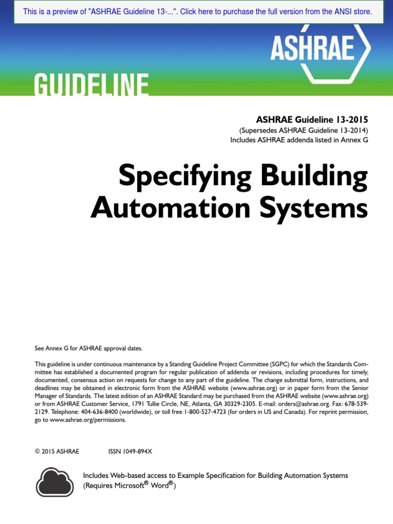 ASHRAE Guideline 13-2015: BAS Specification | PDF | Specification (Technical Standard ...