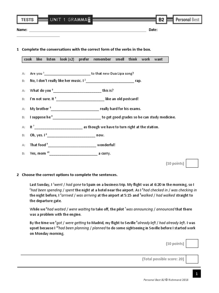 Am PB RTM B2 U1 Grammar | PDF