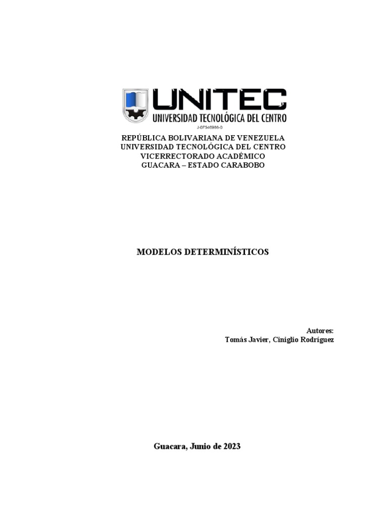 Modelo Deterministico Tomas Ciniglio | PDF | Determinismo | Probabilidad