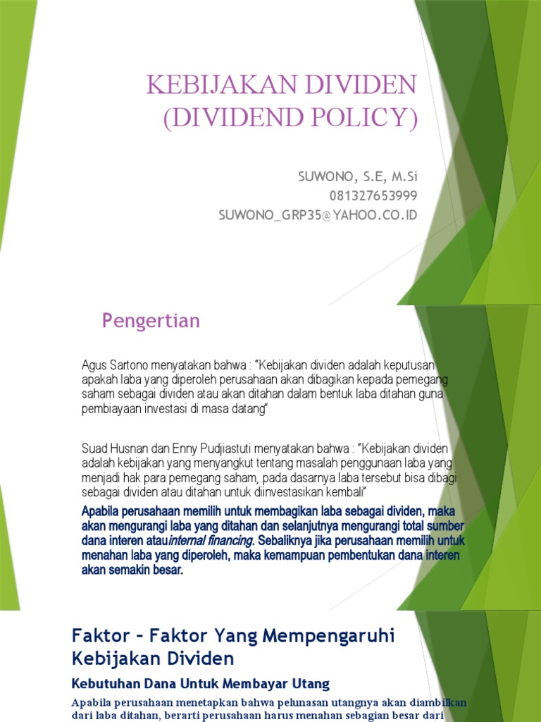 Kebijakan dan Teori Dividen Perusahaan | PDF