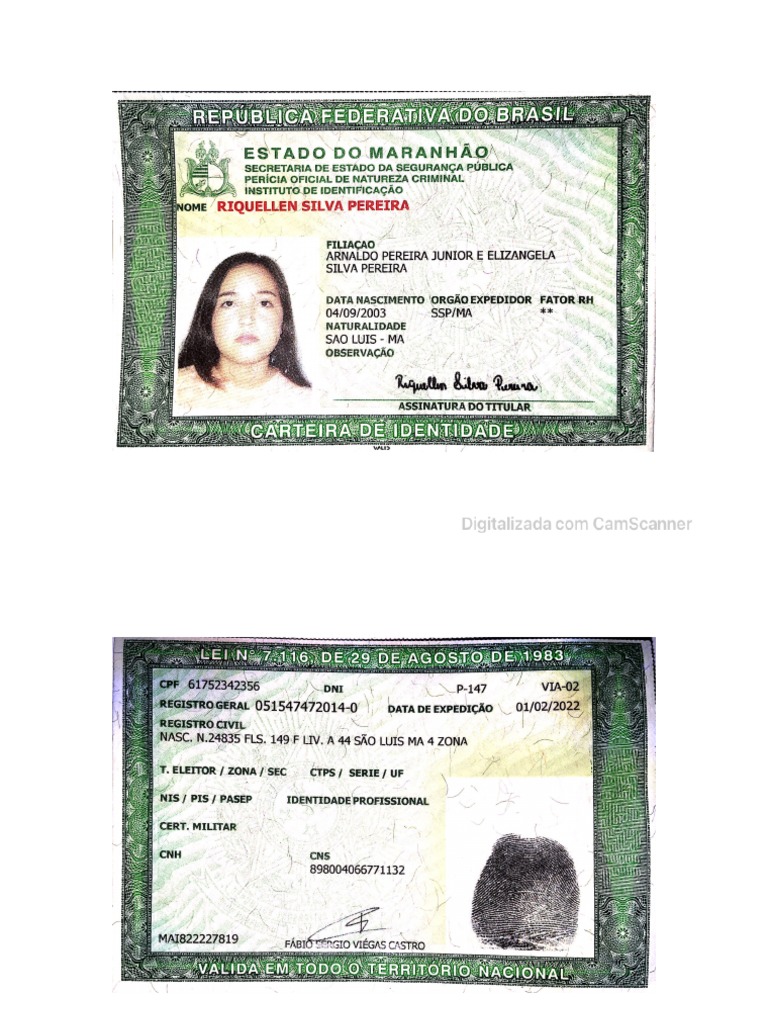 Documento Oficial de Identidade | PDF