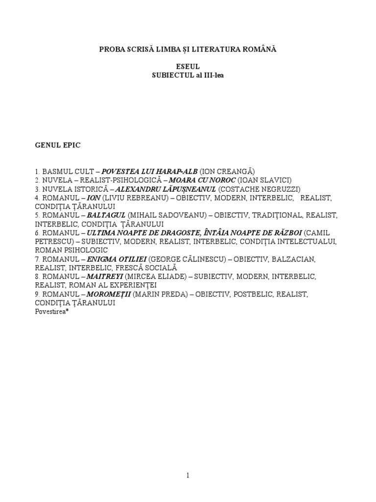 11 Genul Epic TOT Varianta Lunga | PDF