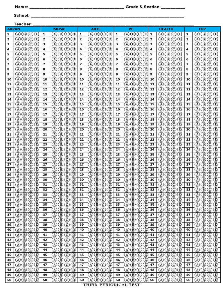 ANSWER SHEET REVISED - Docx5 | PDF