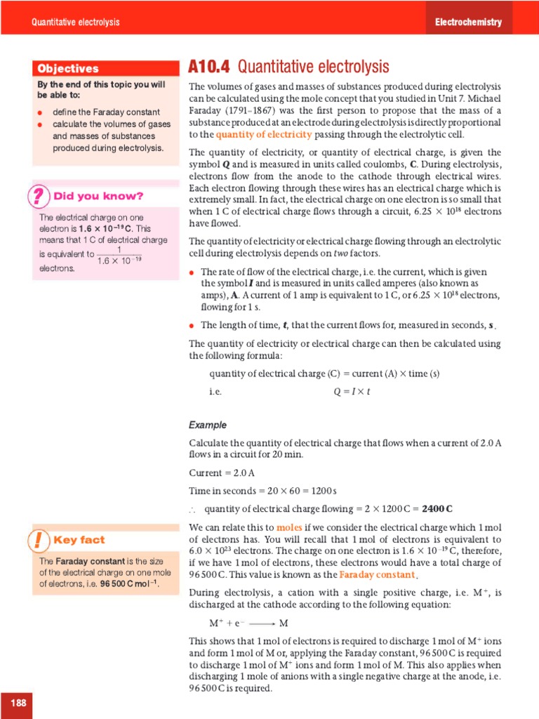 Quantitave Electrolysis | PDF | Electrochemistry | Mole (Unit)
