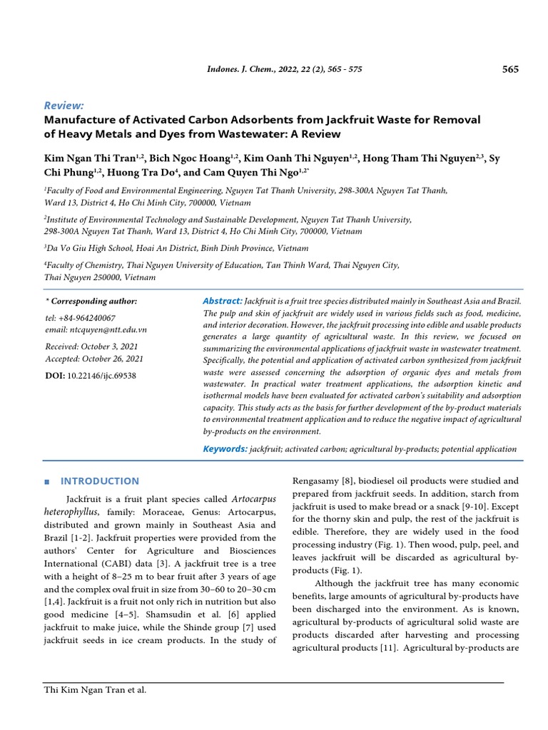 Jackfruit Activated Carbon | PDF | Adsorption | Chemistry