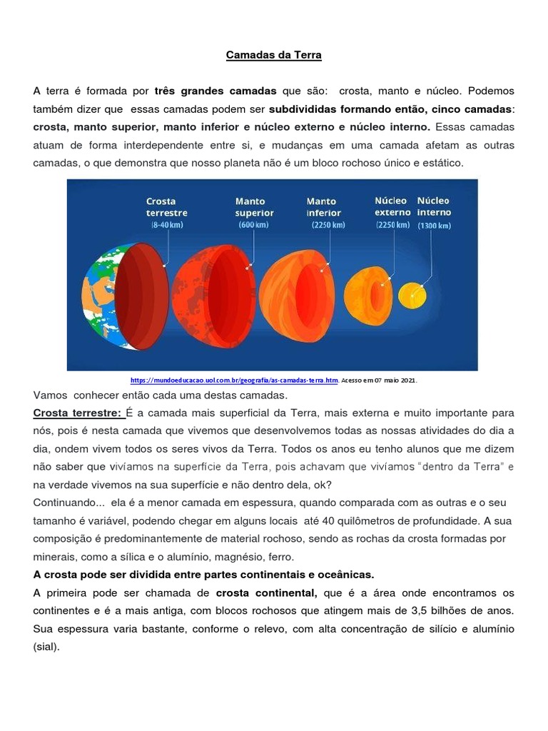 2 Camadas Da Terra | PDF | Terra | Crosta (Geologia)