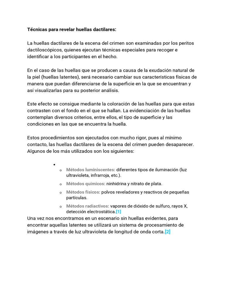Técnicas para Revelar Huellas Dactilares | PDF
