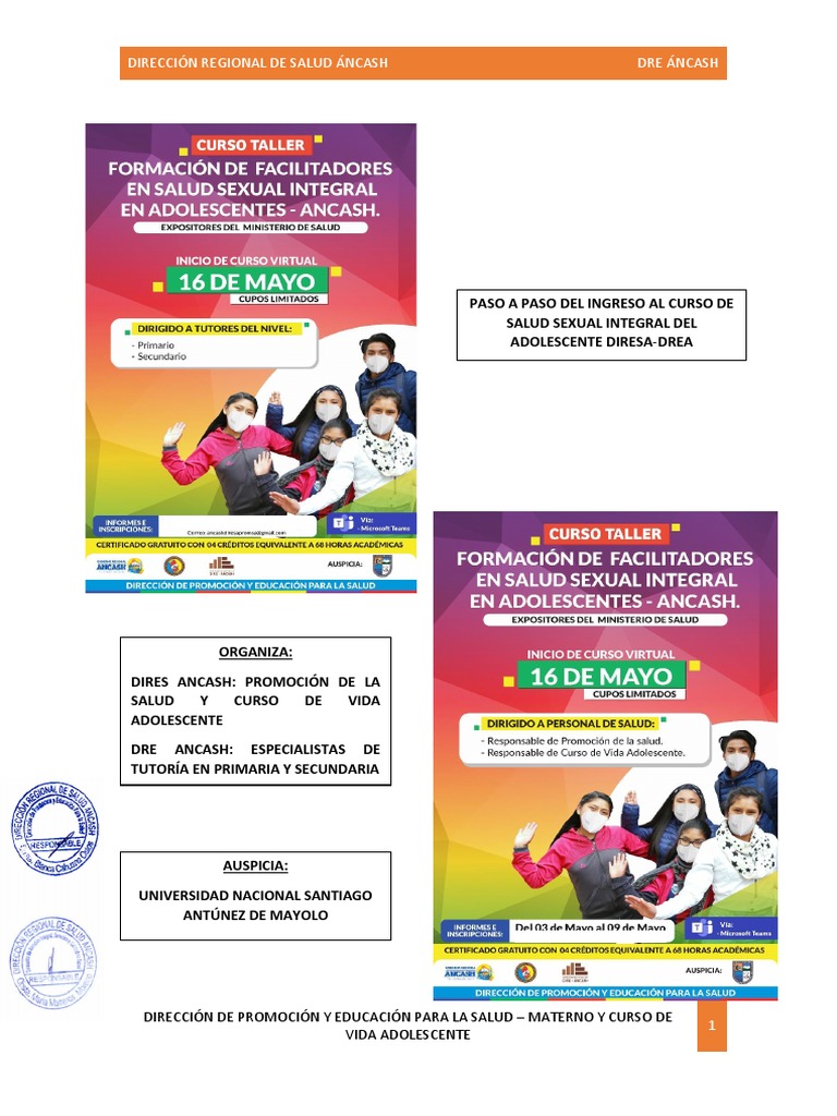 Tutorial de Acceso Al Curso Ssi-Diresa - Dre Ancash | PDF | Informática | Software